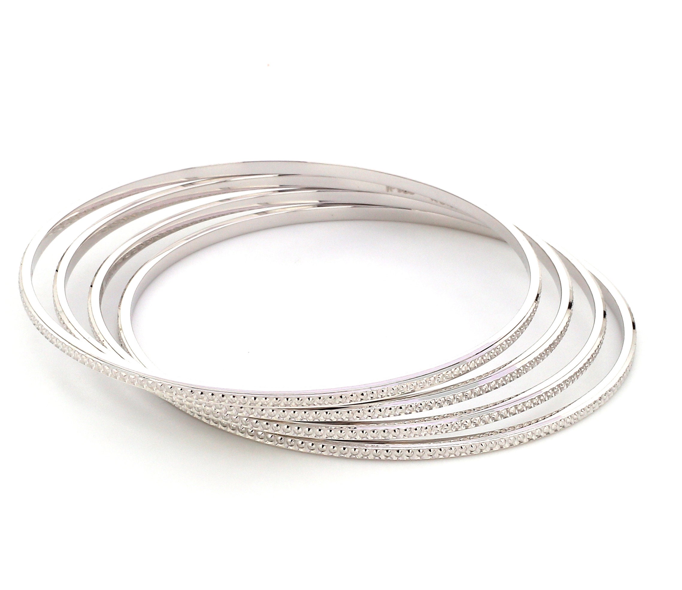 Thin Platinum Bangles With Diamond Cut SJ PTB 314 - Etsy