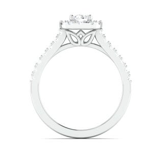 40-pointer Platinum Solitaire Engagement Ring With Diamond Halo & Shank ...