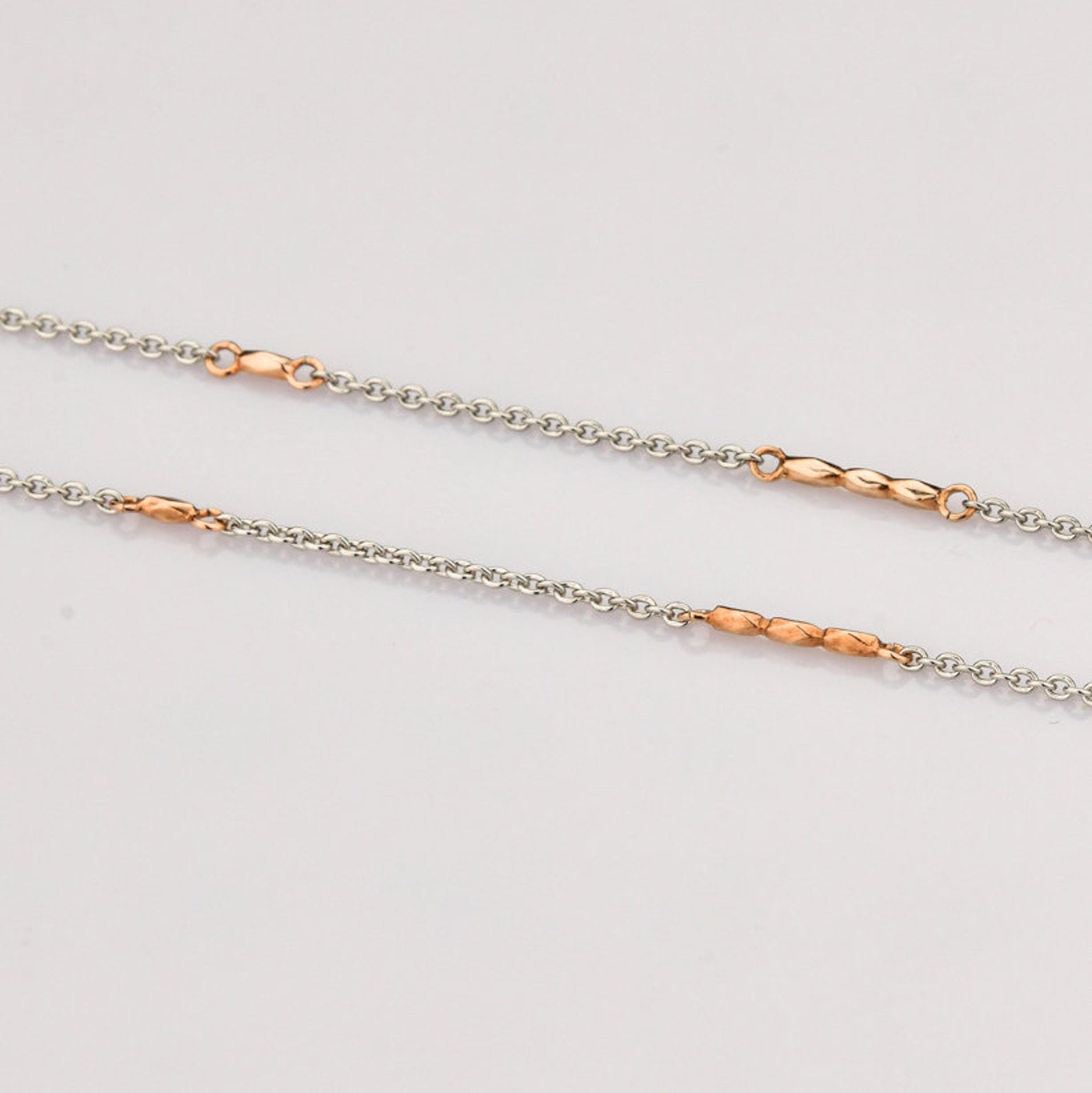 Lightweight Platinum and Rose Gold Chain for Women JL PT CH - Etsy