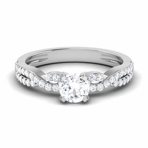 Designer 30 Pointer Platinum Double Shank Diamond Solitaire Engagement ...
