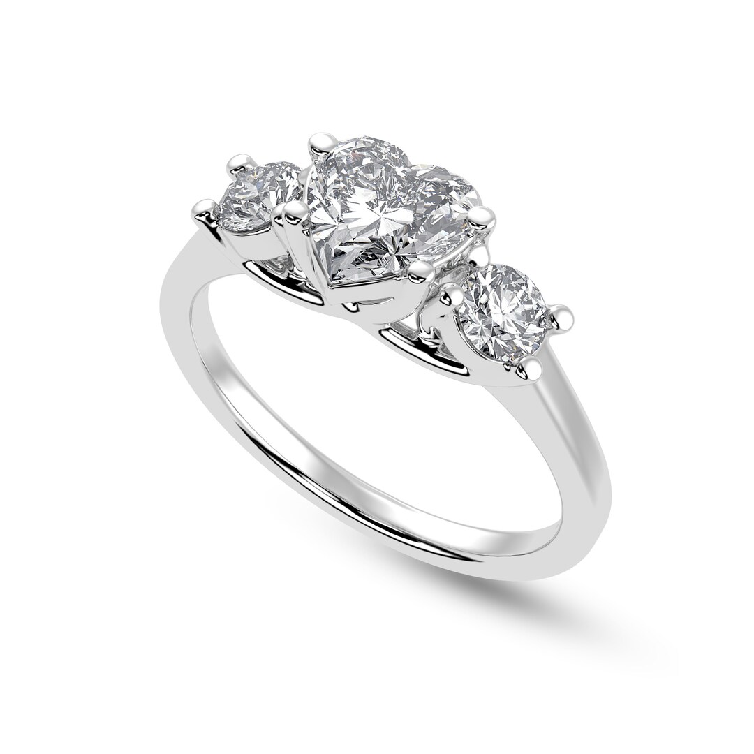 50-pointer Heart Cut Solitaire Diamond Accents Platinum Ring JL PT 1233 ...