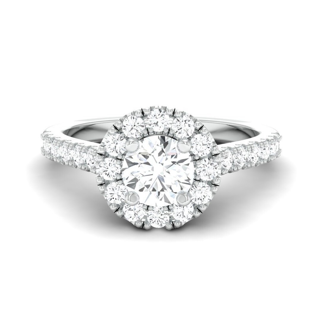 40-Pointer Platinum Solitaire Engagement Ring with Diamond | Etsy