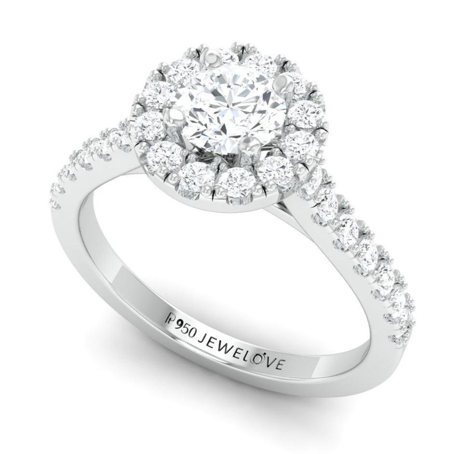 40-Pointer Platinum Solitaire Engagement Ring with Diamond | Etsy