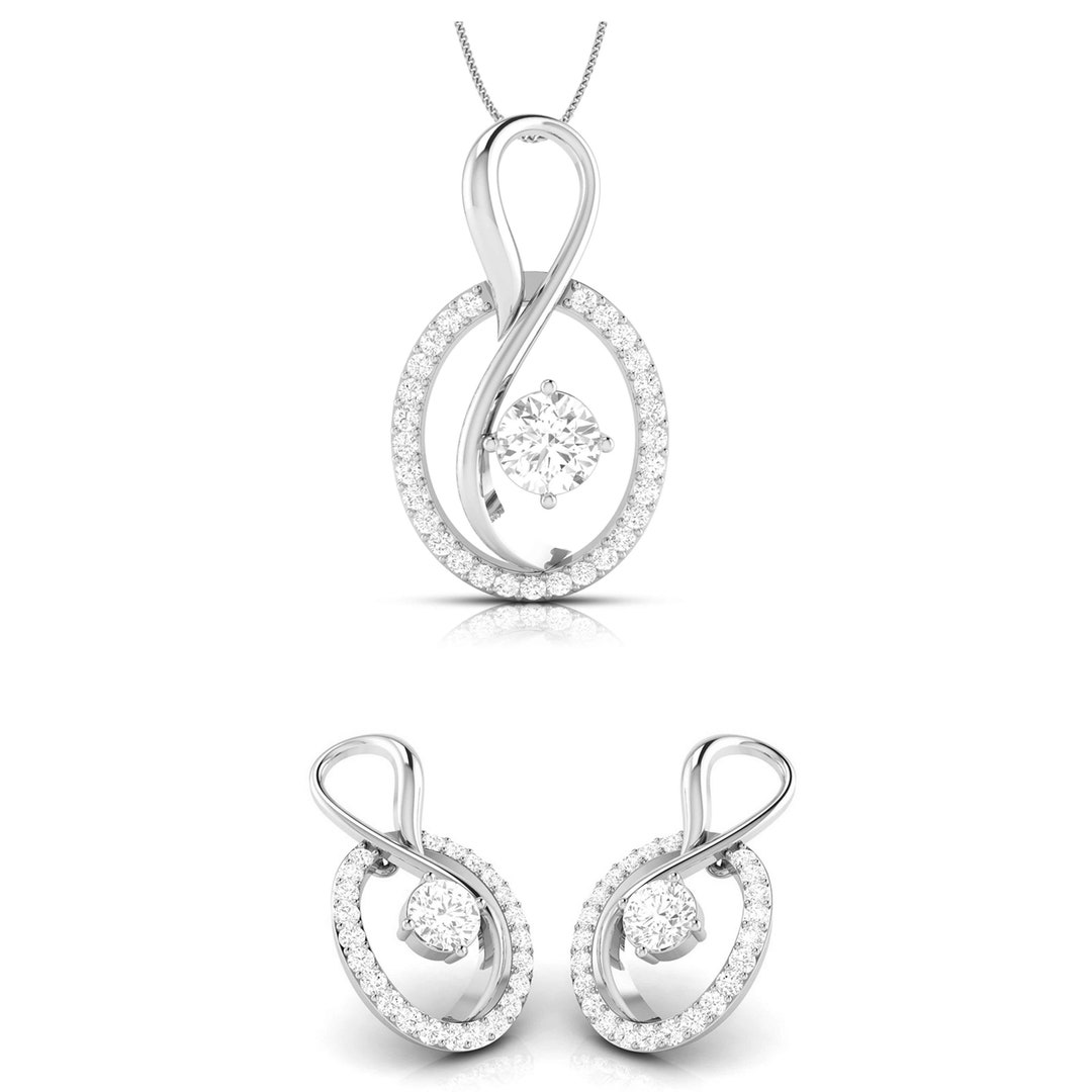 Designer Platinum With Diamond Solitaire Pendant Set for Women JL PT PE ...