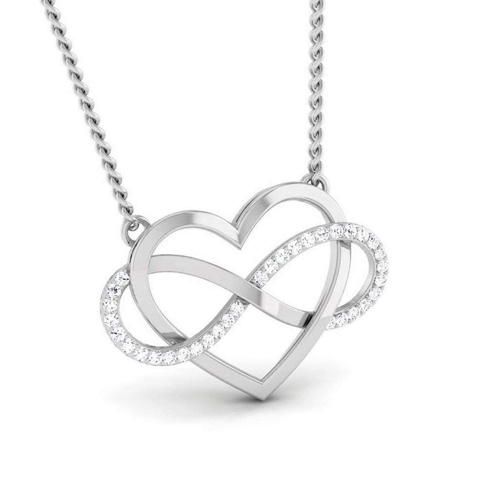 Platinum Infinity Heart Pendant With Diamonds JL PT P 170 - Etsy