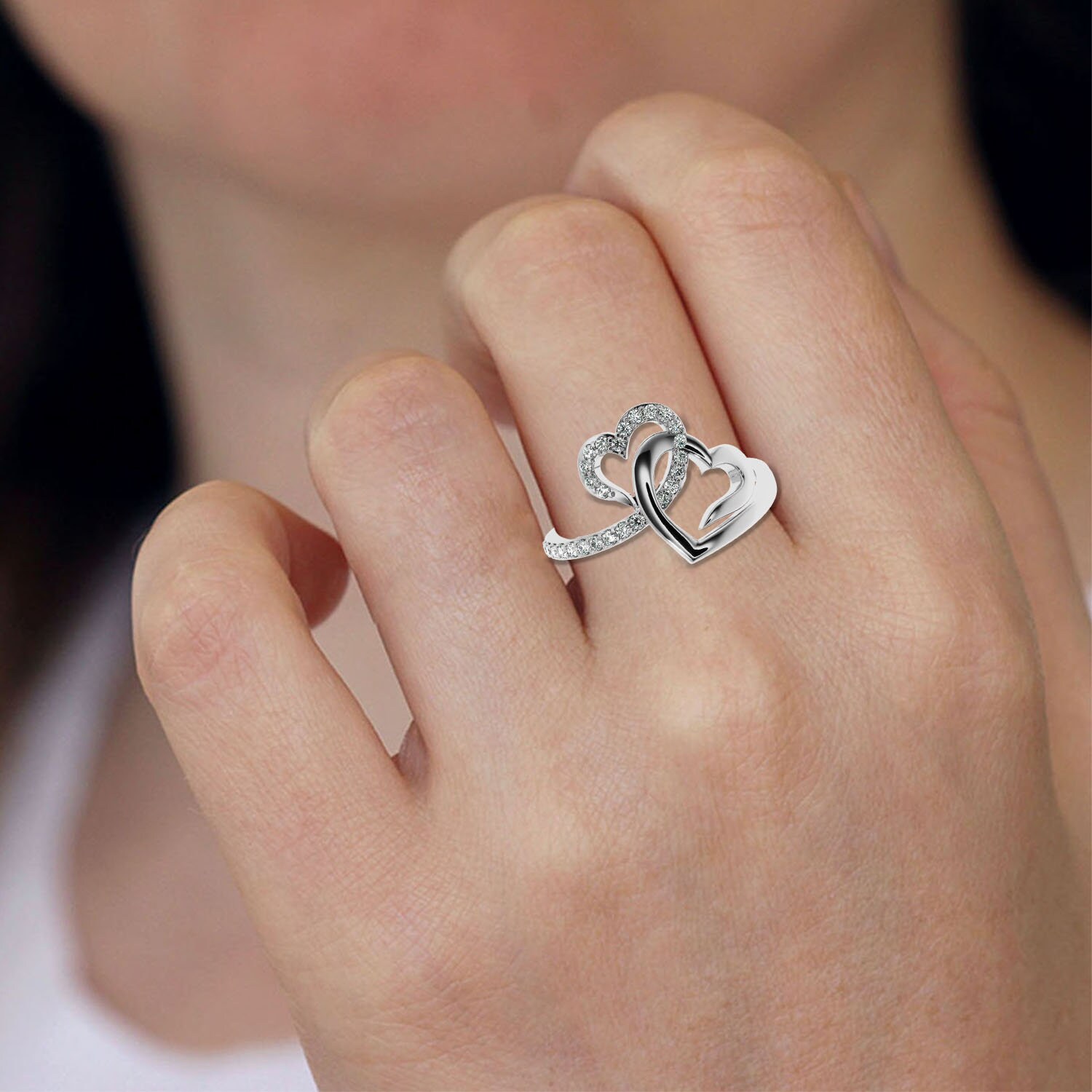 女性用デザイナープラチナダイヤモンドハートリング JL PT LC897 女性用デザイナープラチナダイヤモンドハートリング JL PT LC897