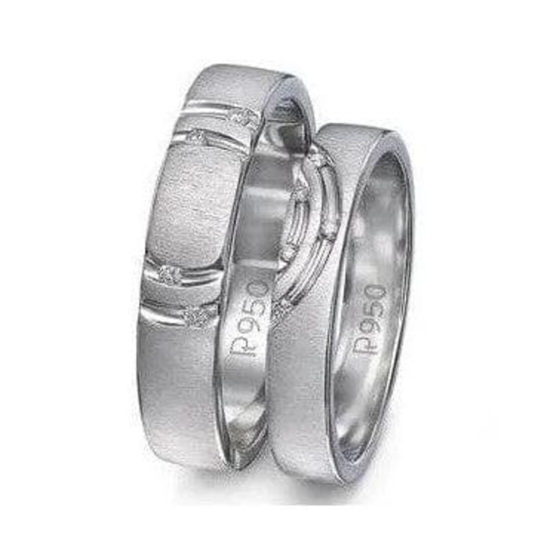 Concentric Circles Platinum Couple Rings With Diamonds JL PT 418 - Etsy