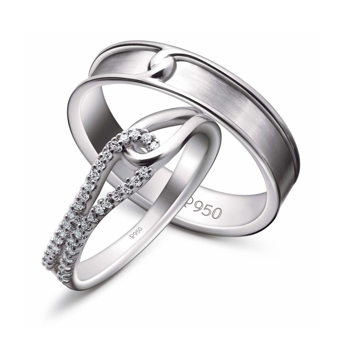 Platinum Couple Rings With Curves JL PT 451 Etsy