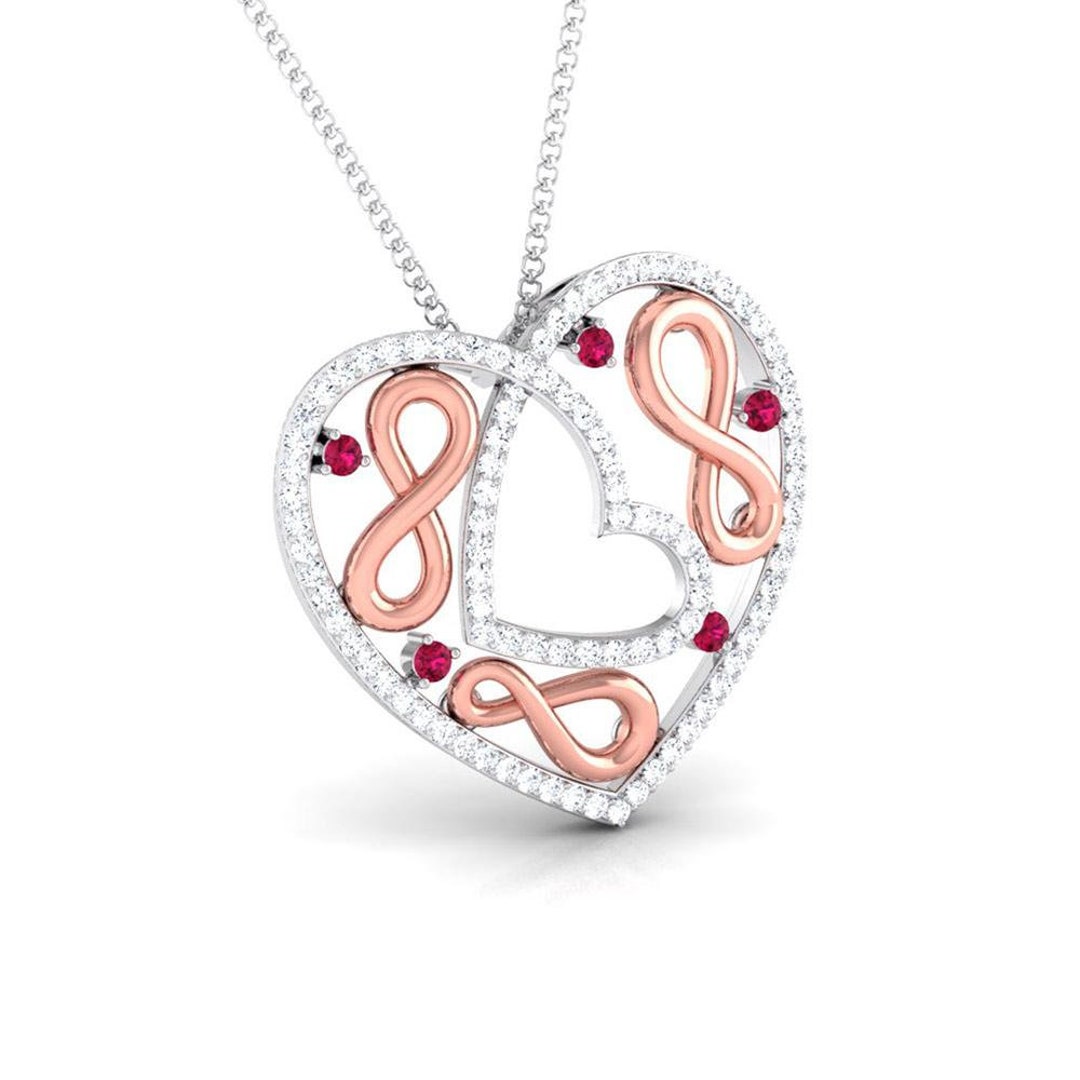 Infinity Heart Platinum & Rose Gold Pendant With Diamonds JL PT P 8197 ...