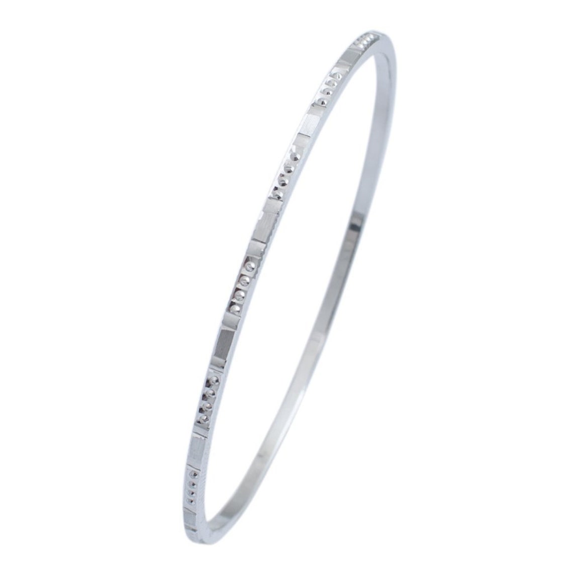 Thin Platinum Bangle With 4 Diamond Cuts & 1 Matte Finish - Etsy