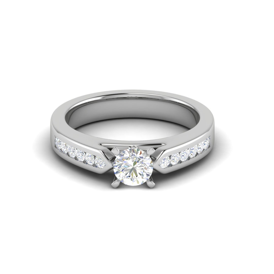 1-carat Lab Grown Solitaire Diamond Shank Platinum Ring for Women JL PT ...