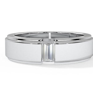 Emerald Cut Diamond Platinum Hi-polish Ring for Men JL PT 1239 - Etsy