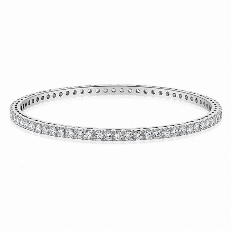 10 Pointer Openable Single Line Diamond Bangle in 18K White - Etsy
