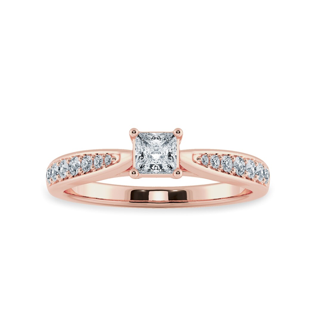 70-pointer Princess Cut Solitaire Diamond Shank 18K Rose Gold - Etsy