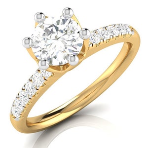 70-pointer Solitaire Diamond Shank Yellow Gold Ring JL AU G - Etsy