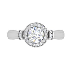 50-pointer Solitaire Halo Diamond Platinum Engagement Ring JL PT ...