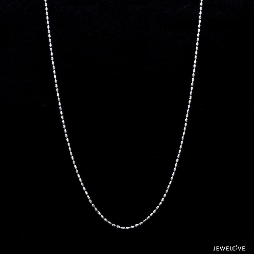 Thin Platinum Japanese Chain With Diamond Cut Cylindrical Balls JL PT ...