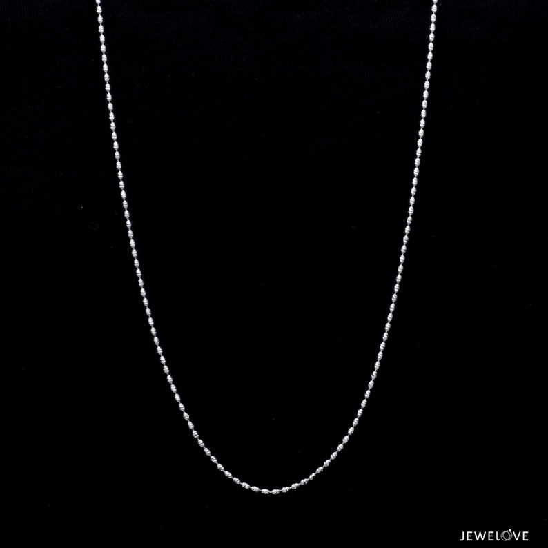 Thin Platinum Japanese Chain With Diamond Cut Cylindrical Balls JL PT ...