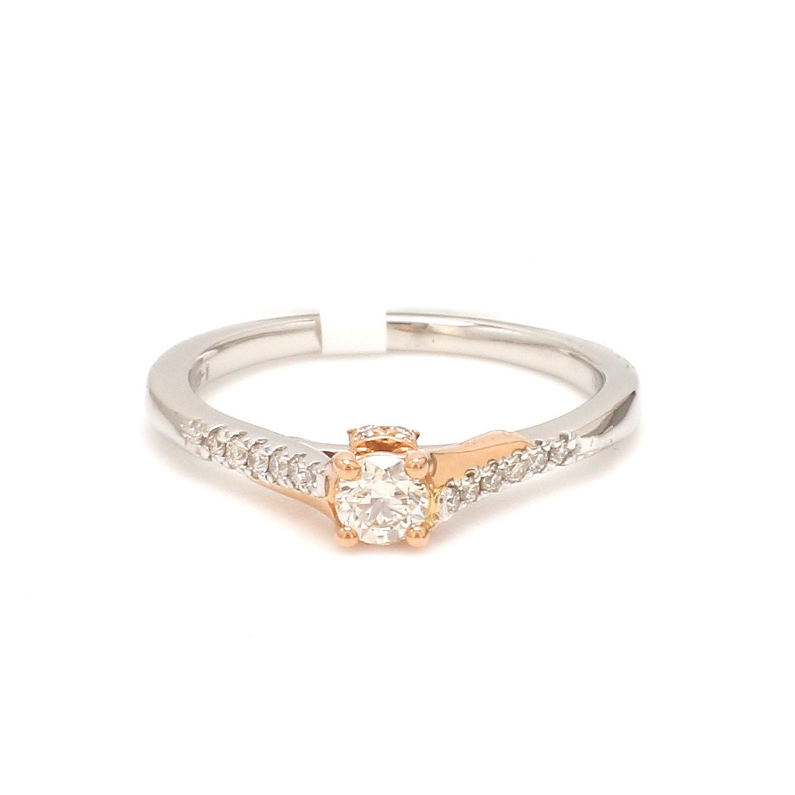 15 Pointer Platinum & Rose Gold Diamond Ring for Women JL PT 1158 - Etsy