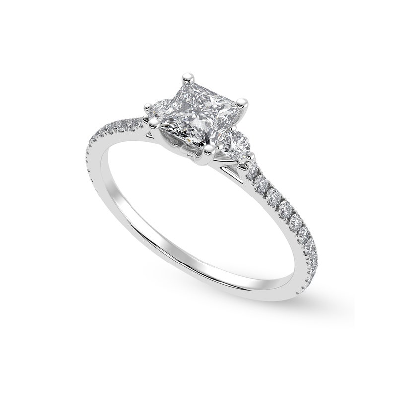 30-pointer Princess Cut Solitaire Diamond Accents Shank - Etsy