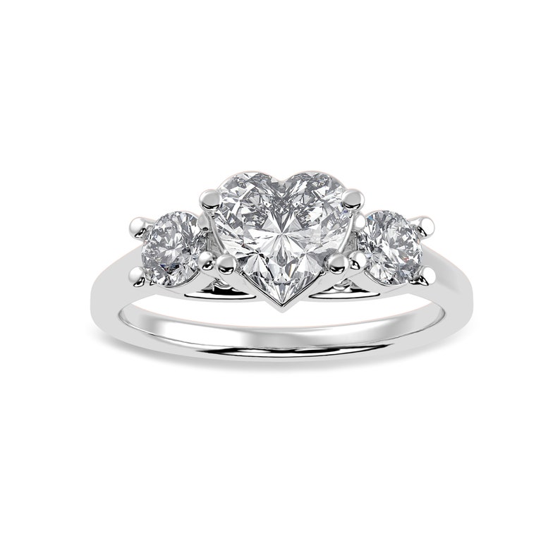 50-pointer Heart Cut Solitaire Diamond Accents Platinum Ring - Etsy