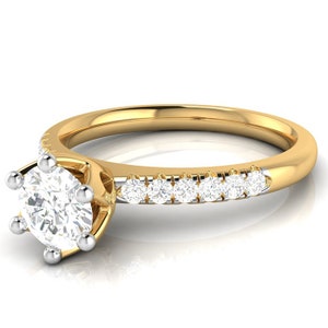 70-pointer Solitaire Diamond Shank Yellow Gold Ring JL AU G - Etsy
