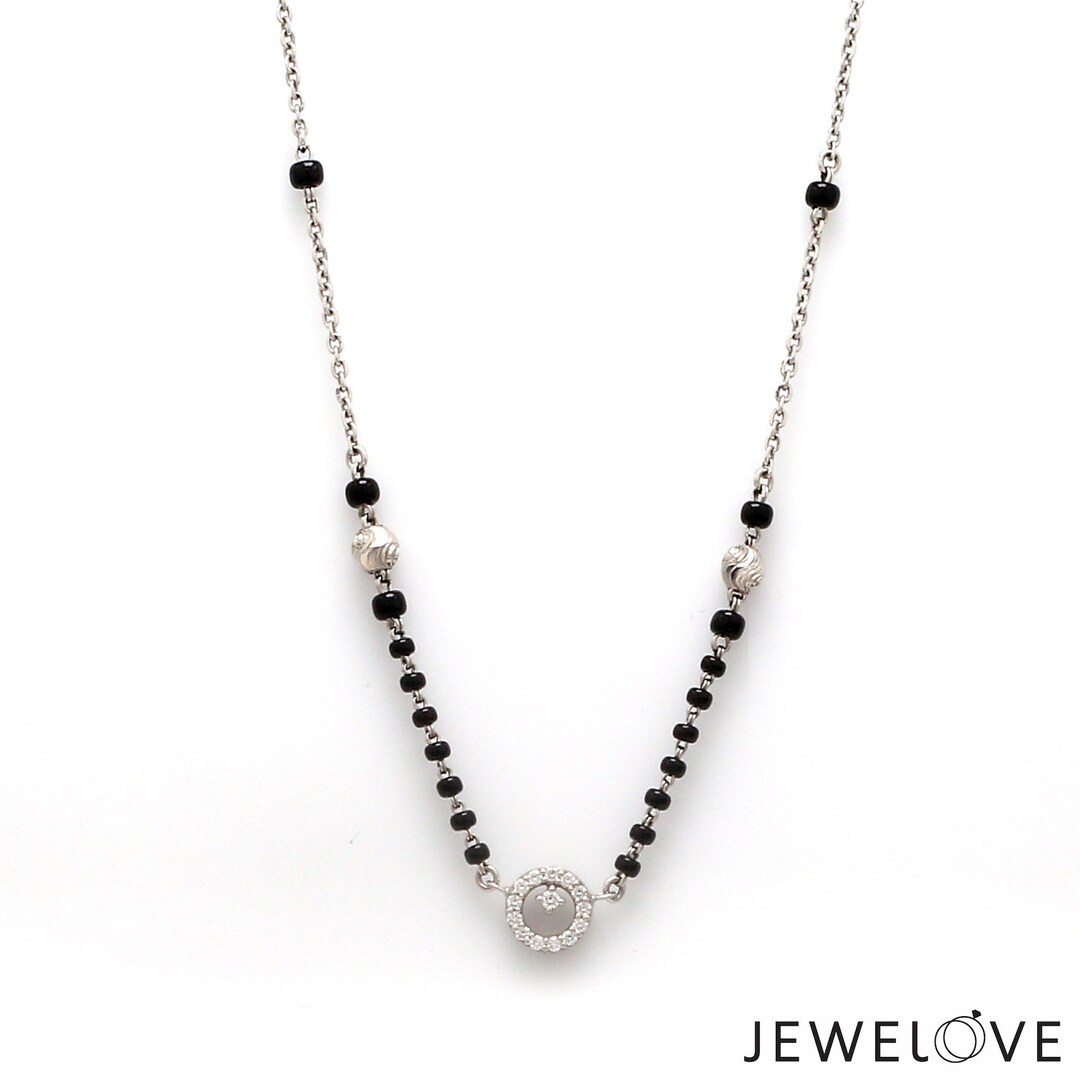 Platinum Diamond Mangalsutra Pendant & Diamond Cut Balls With Cable ...