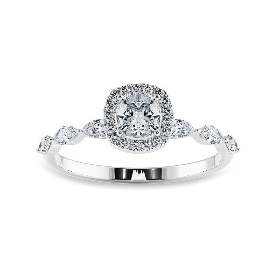 30-pointer Cushion Cut Solitaire Halo Diamonds With Marquise Cut ...