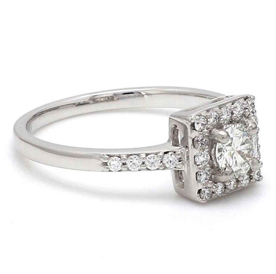 20 Pointer Square Halo Diamond Shank Platinum Engagement Ring - Etsy