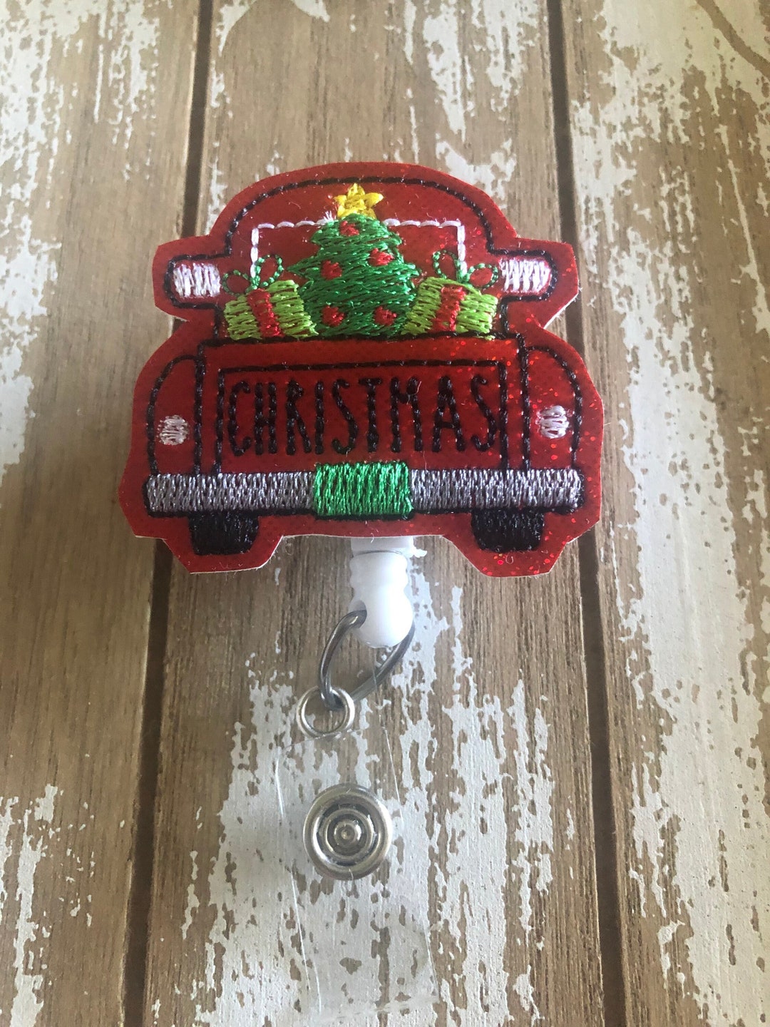 Christmas Truck ID Badge Reel Holder Retractable Clip - Etsy