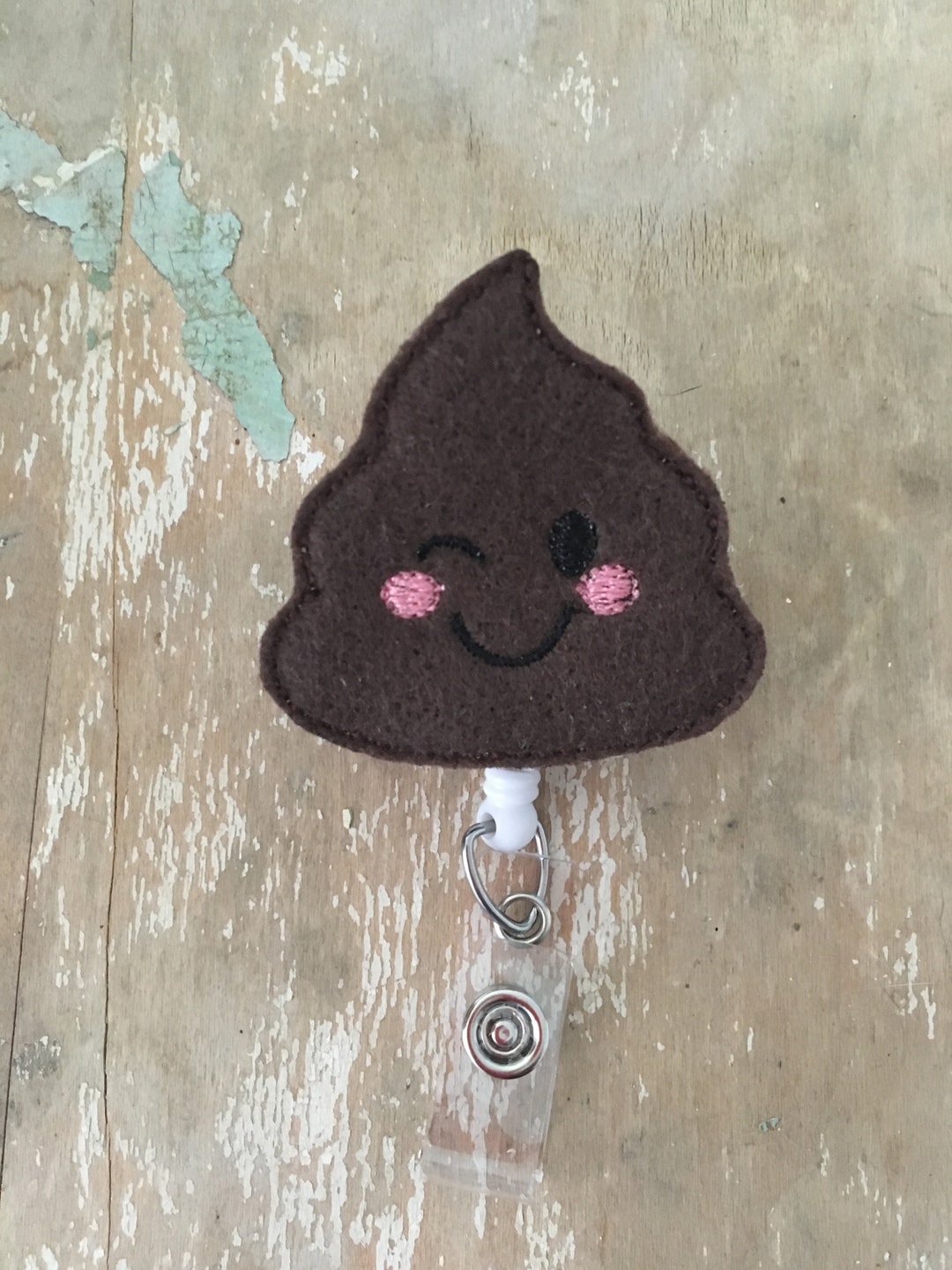 Happy Poop ID Badge Reel Holder Retractable Clip - Etsy