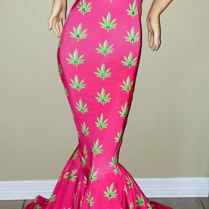 Stoner Girl Pink Cannabis Print Weeding Dress Stoner Gifts - Etsy