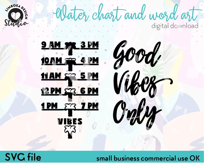 Water Intake Chart SVG Water Timeline Good Vibes Only Palm Tree Water ...