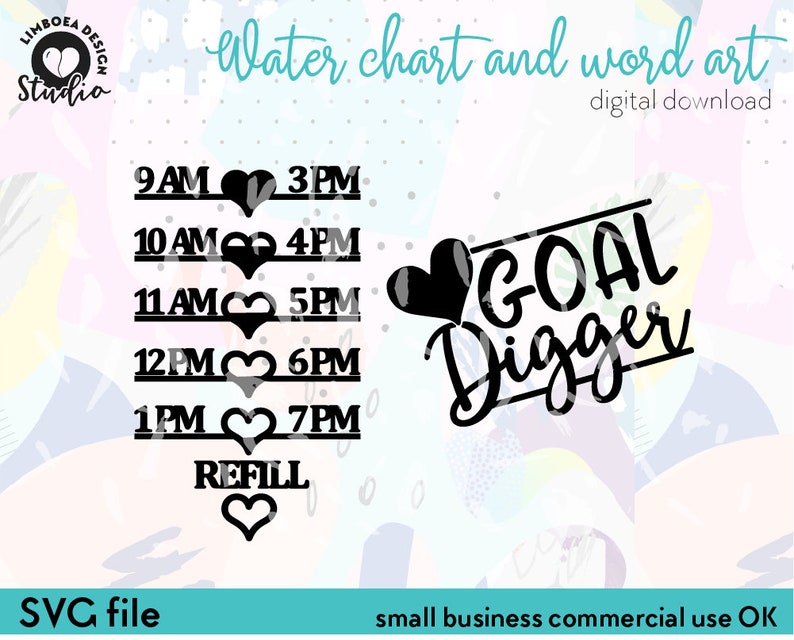 Water Intake Chart SVG Water Timeline Goal Digger Cute - Etsy