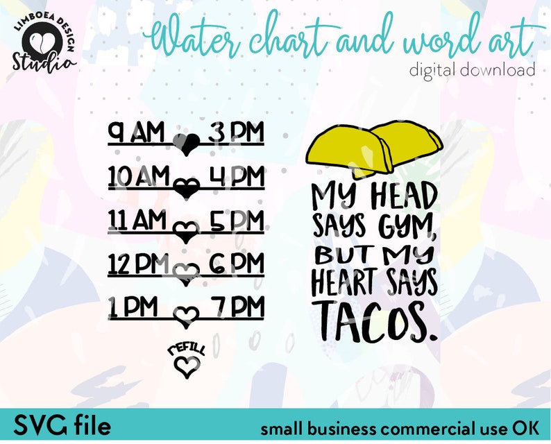 Water Intake Chart SVG Water Timeline My Head Says Gym but - Etsy