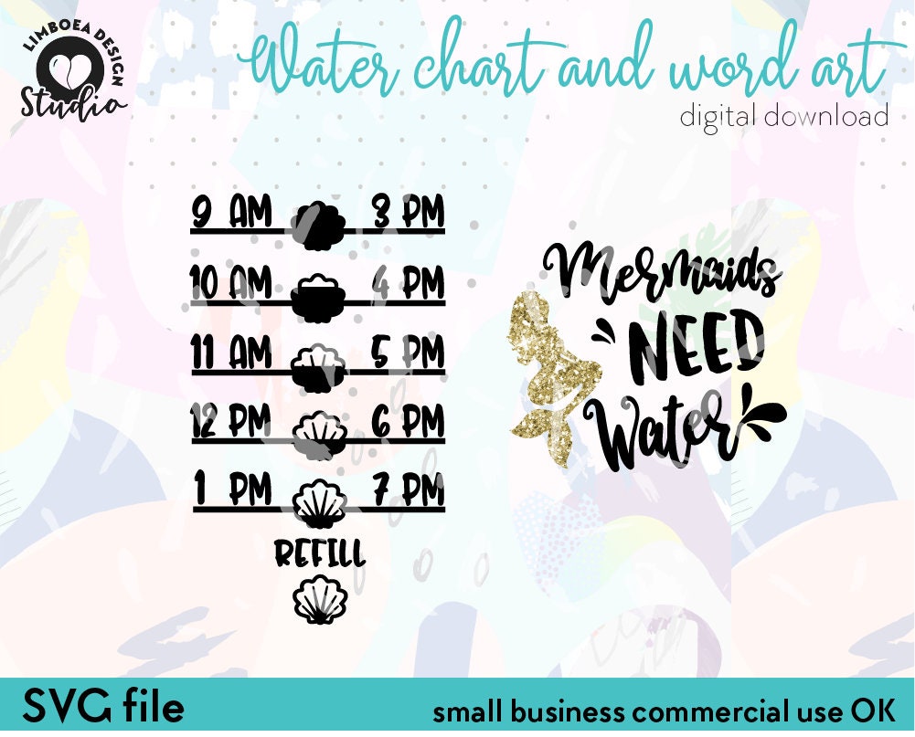 Water Intake Chart SVG - Water Timeline - Mermaids Need Water - Cute ...