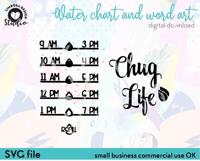 Water Intake Chart SVG Water Timeline Chug Life Cute Water Bottle ...