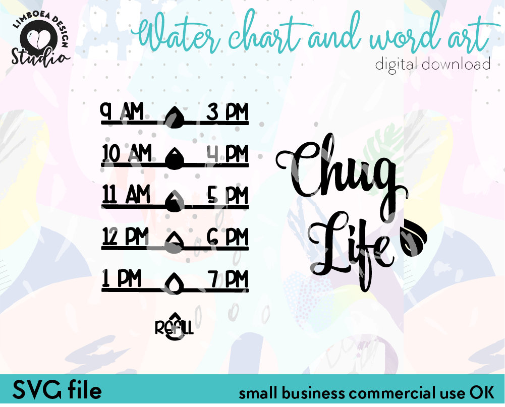 Water Intake Chart SVG Water Timeline Chug Life Cute Water Bottle ...