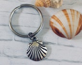 SEASHELL KEYCHAIN, Seashell Keychain, Beach Charm Key Ring, Nautical ...