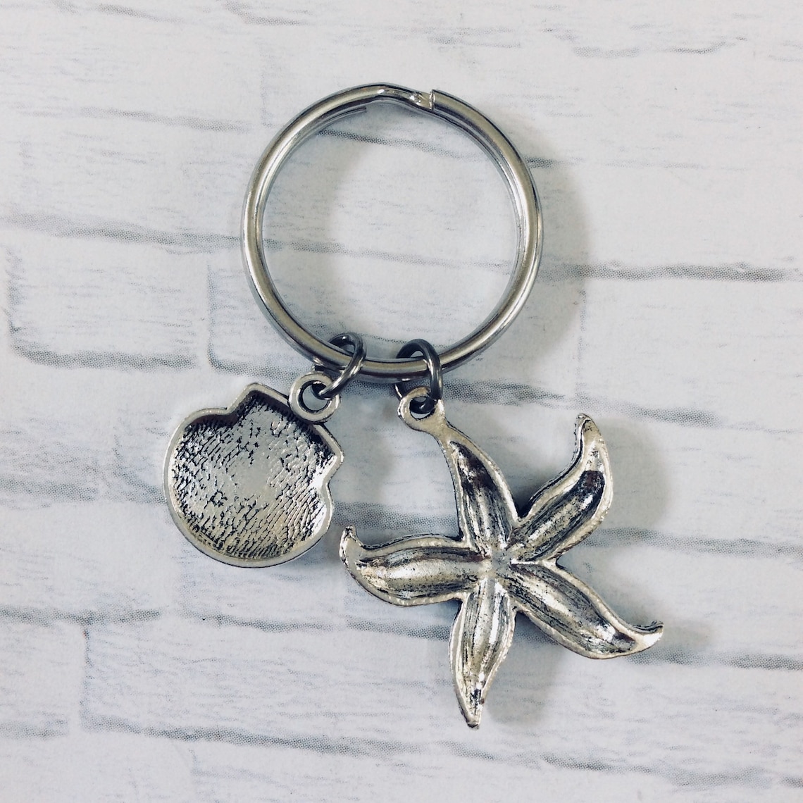 BEACH KEYCHAIN, Beach Charm Key Ring, Starfish Keychain, Seashell ...