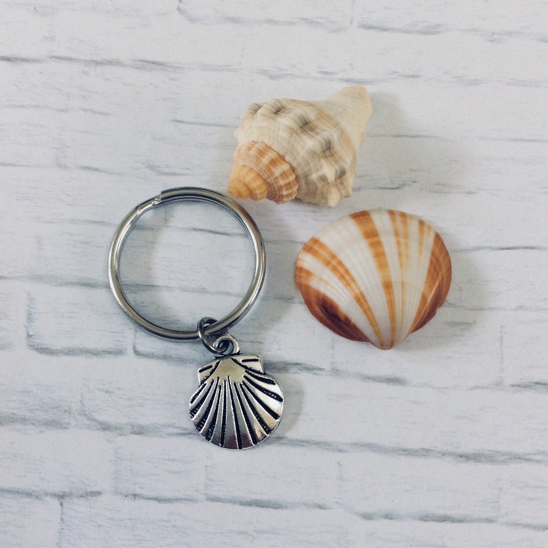 SEASHELL KEYCHAIN, Seashell Keychain, Beach Charm Key Ring, Nautical ...