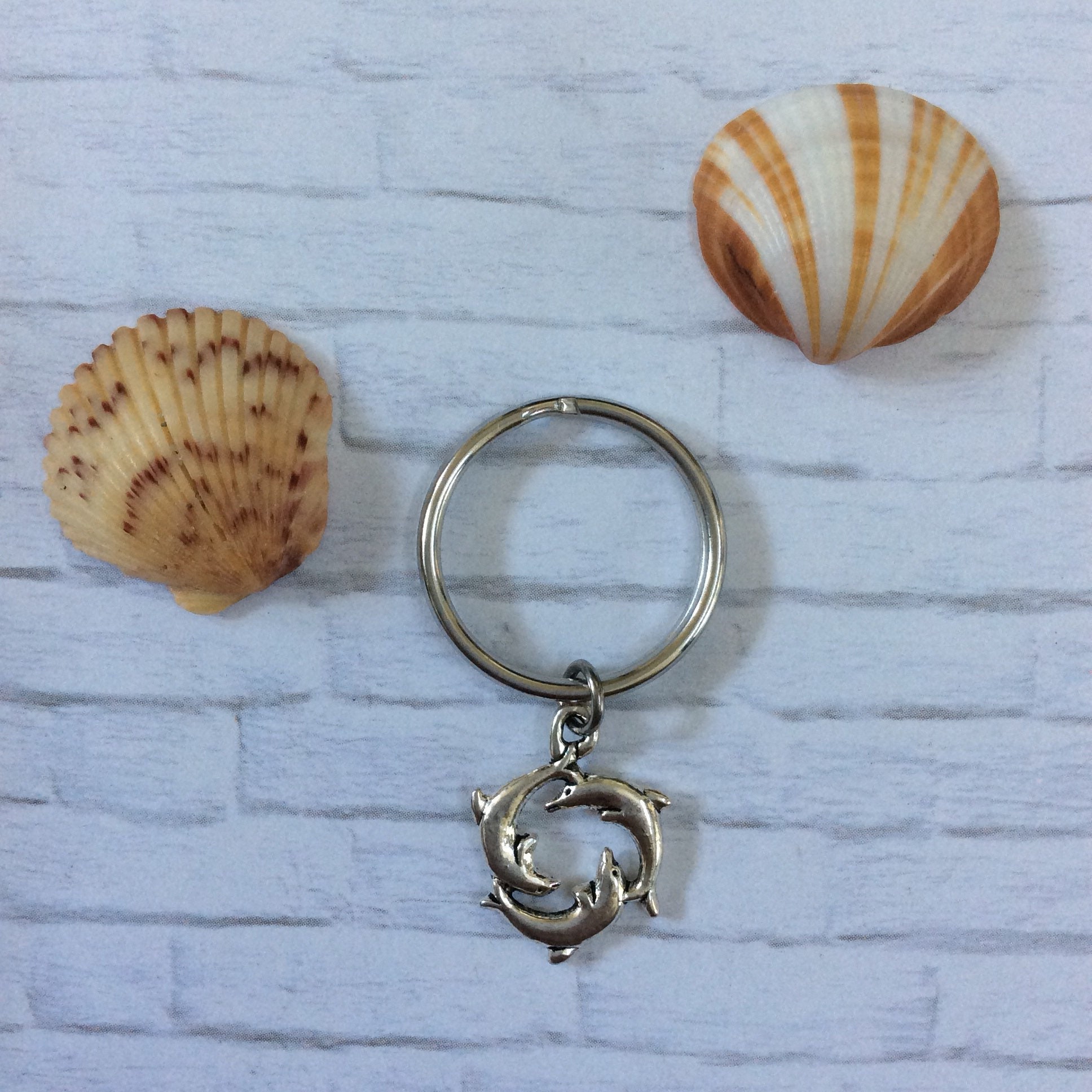 DOLPHIN KEYCHAIN, Beach Charm Key Ring, Beach Keychain, Nautical Key ...
