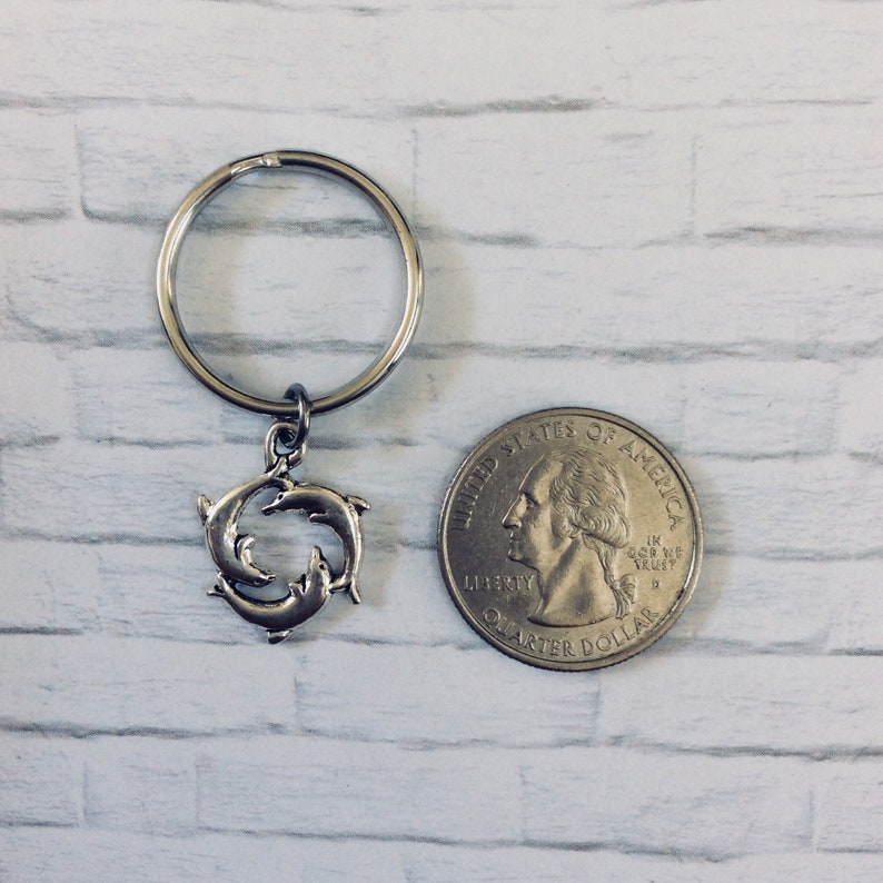 DOLPHIN KEYCHAIN, Beach Charm Key Ring, Beach Keychain, Nautical Key ...