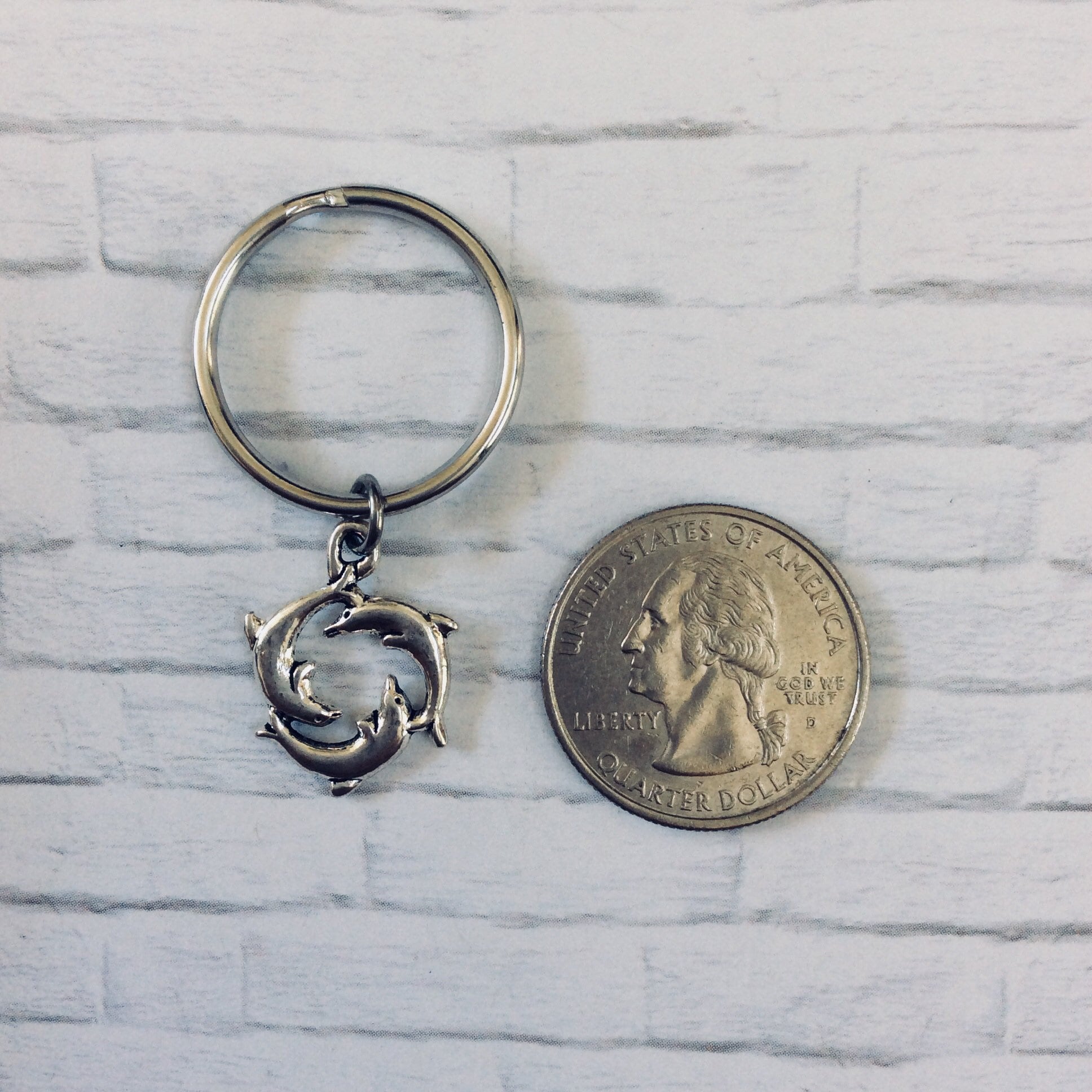 DOLPHIN KEYCHAIN, Beach Charm Key Ring, Beach Keychain, Nautical Key ...