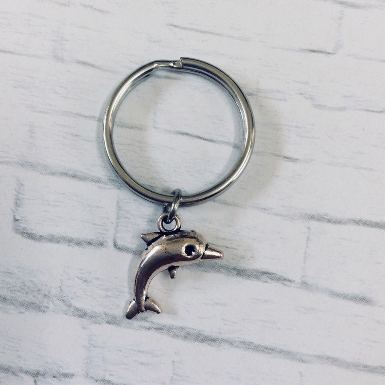 DOLPHIN KEYCHAIN, Beach Charm Key Ring, Beach Keychain, Nautical Key ...