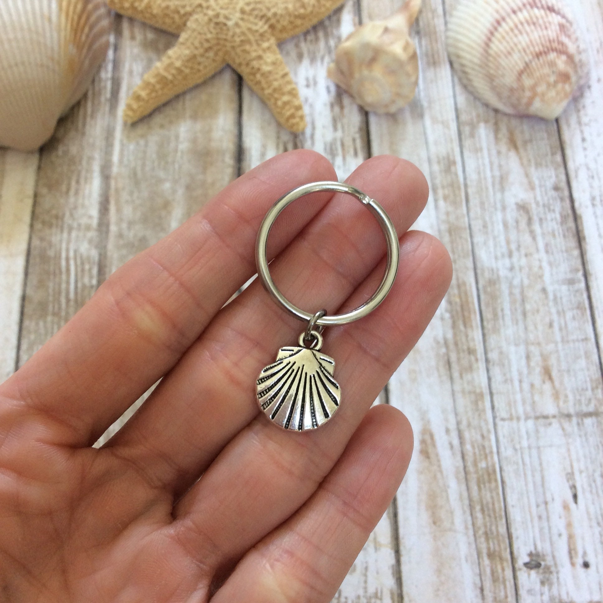 SEASHELL KEYCHAIN, Seashell Keychain, Beach Charm Key Ring, Nautical ...