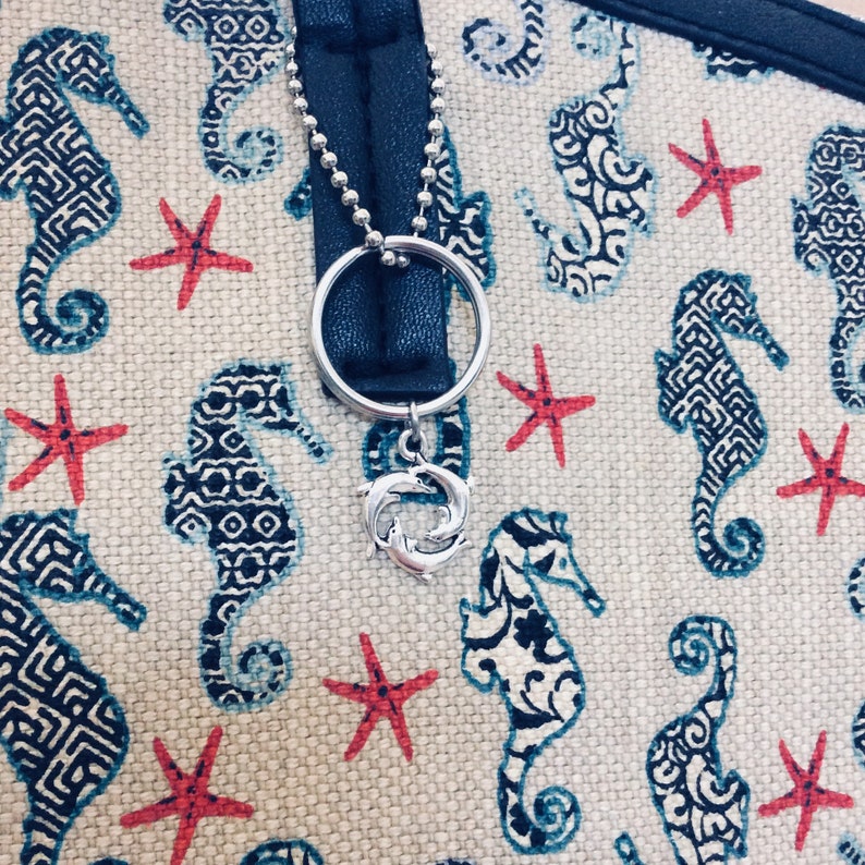 DOLPHIN KEYCHAIN, Beach Charm Key Ring, Beach Keychain, Nautical Key ...