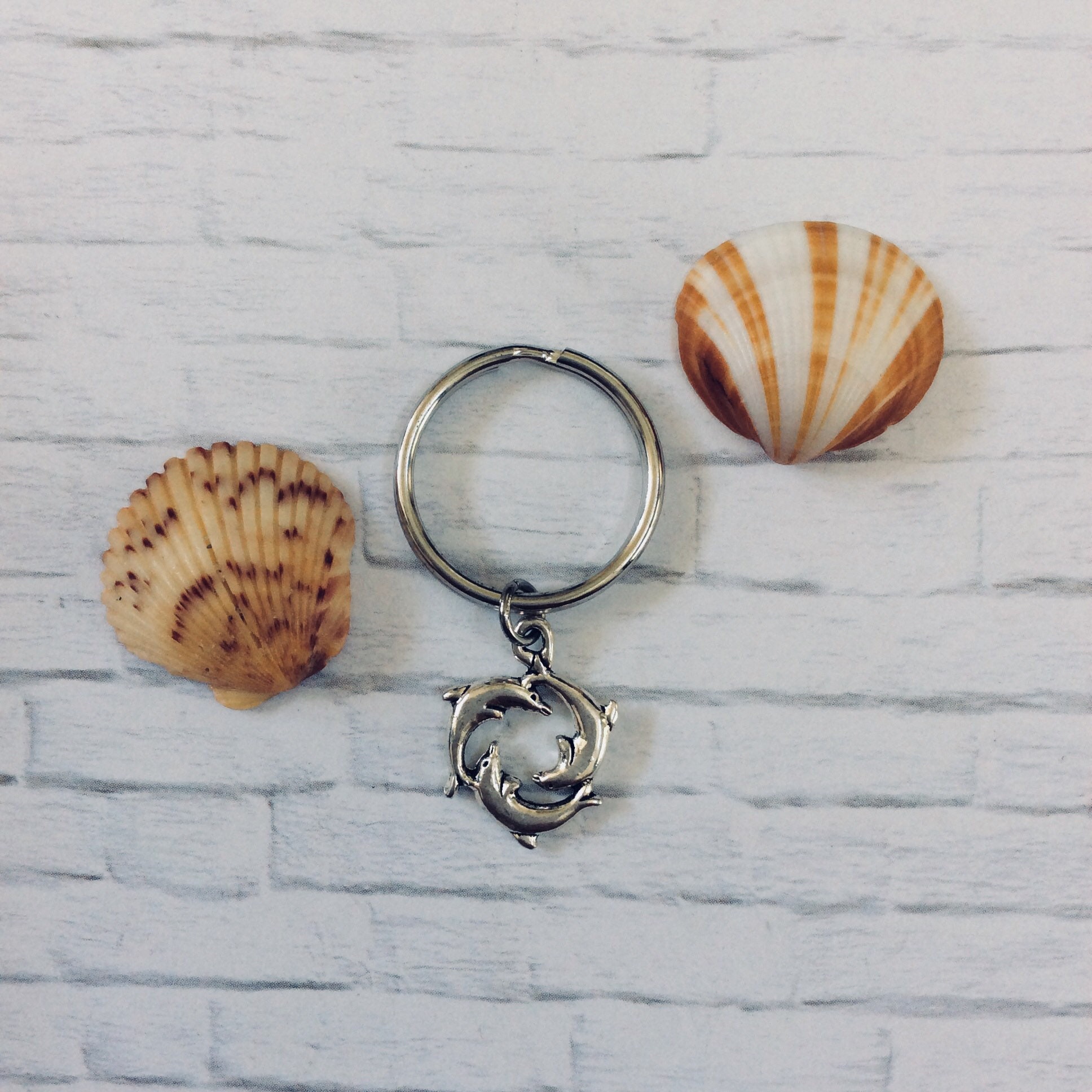DOLPHIN KEYCHAIN, Beach Charm Key Ring, Beach Keychain, Nautical Key ...