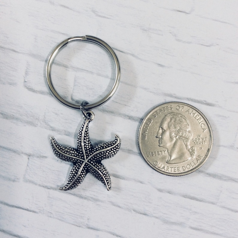 STARFISH KEYCHAIN, Sea Star Key Ring, Beach Keychain, Nautical Key ...