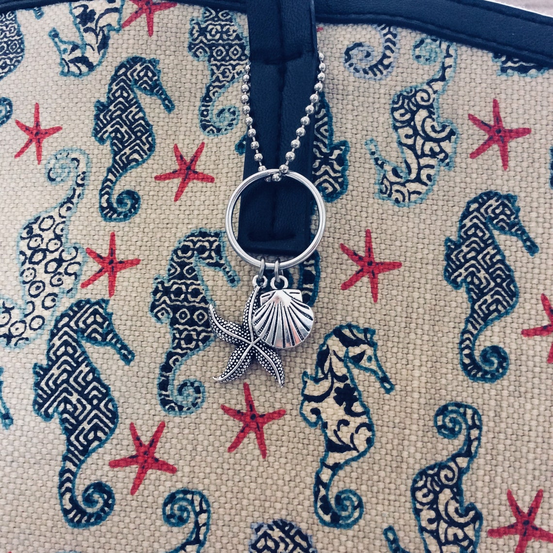 BEACH KEYCHAIN, Beach Charm Key Ring, Starfish Keychain, Seashell ...